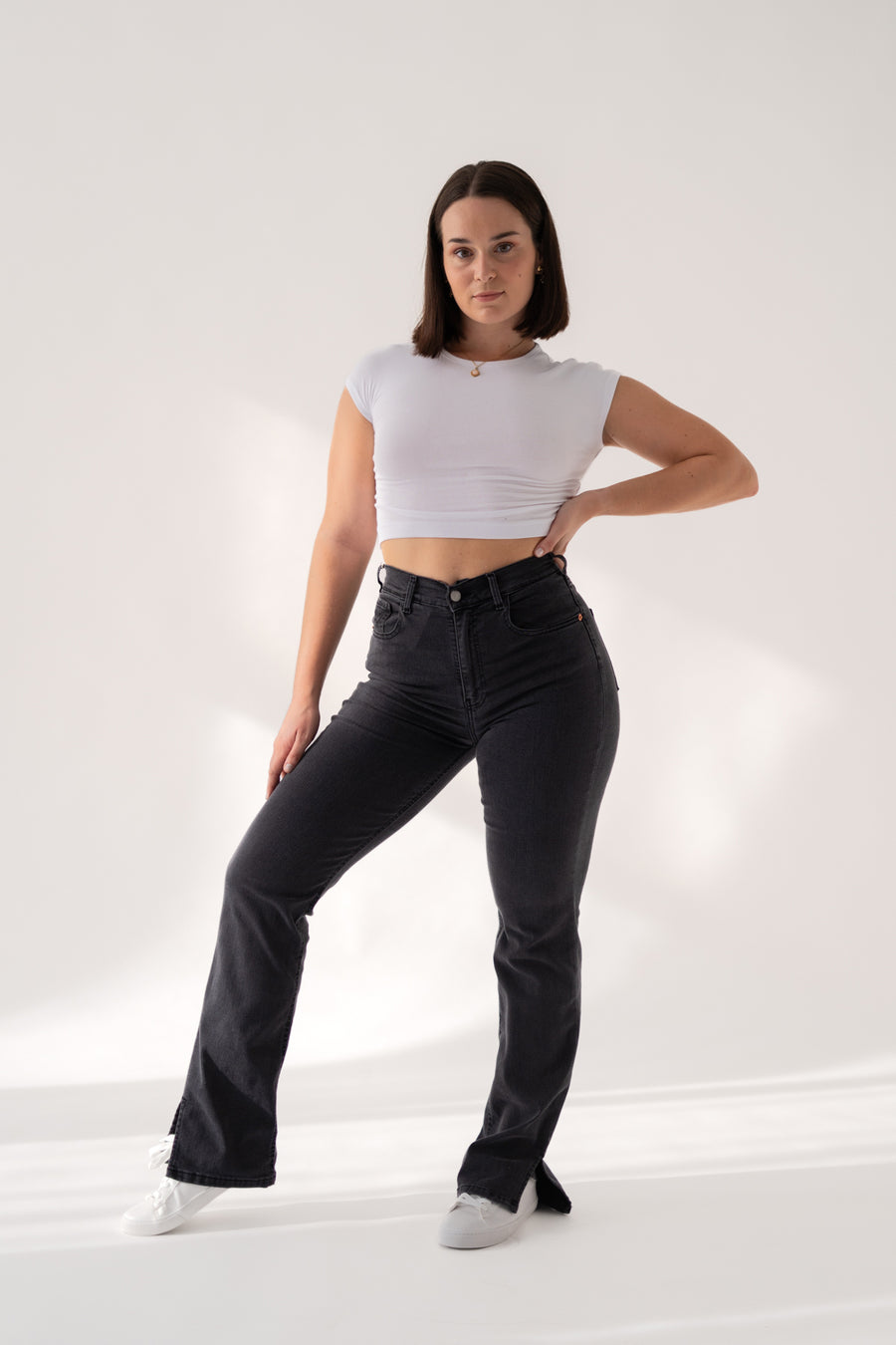 STRAIGHT&CUT HIGH RISE - GREY – Matcha Jeans